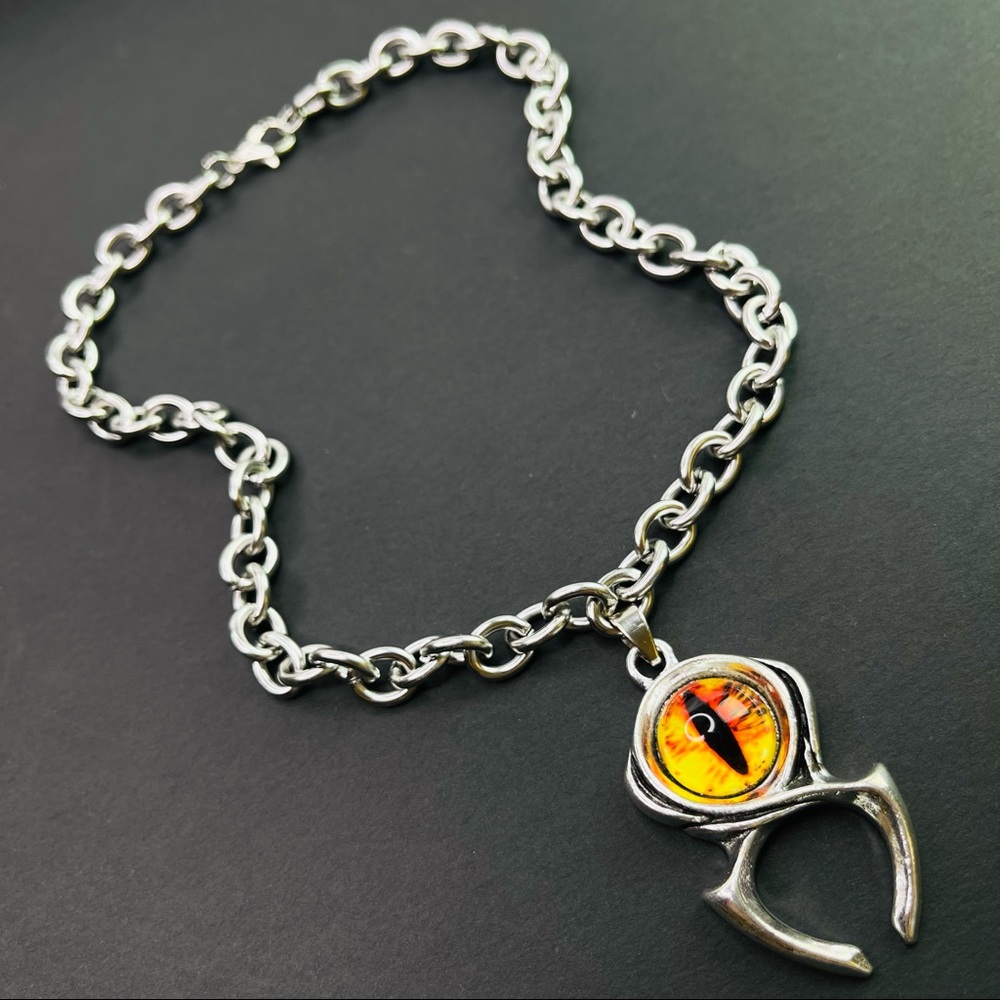 Chunky Punk Rock Devil Evil Dragon Eye Necklace - Gem